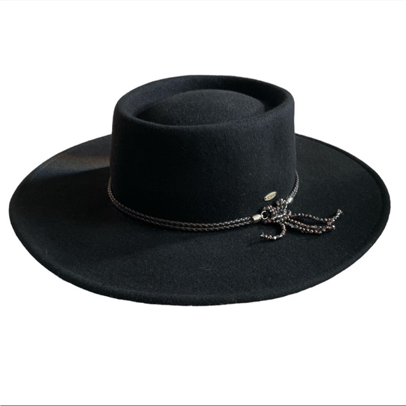 Scala | Accessories | Scala Handmade Wool Felt Western Boater Hat One ...